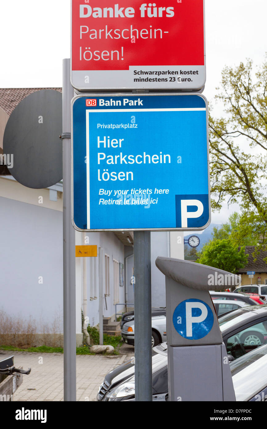 German Deutsche Bahn Car Park Signs, Prien, Upper Bavaria Germany Stock ...