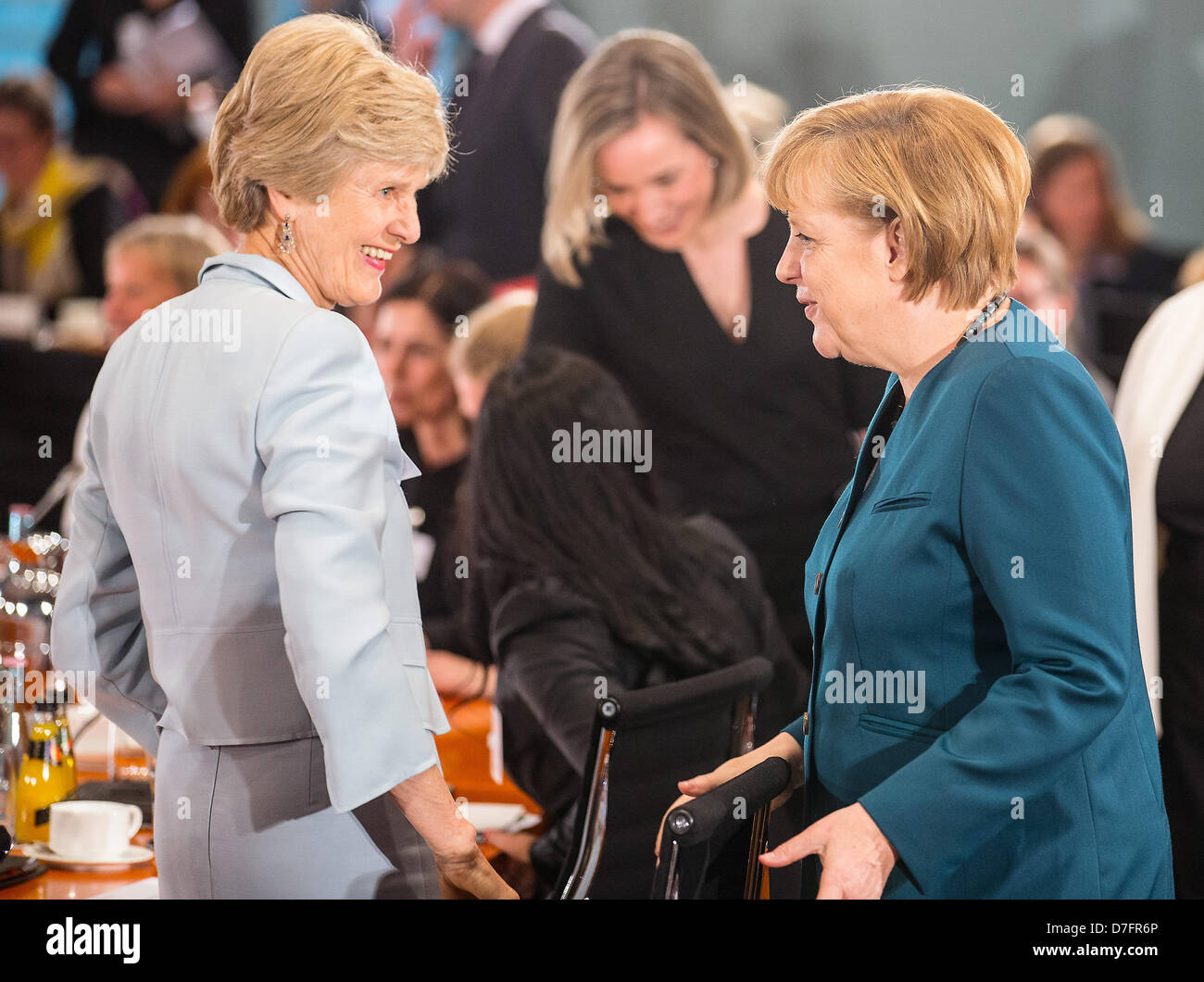 Berlin, Germany. 7th May 2013. German chancellor Angela Merkel (R ...