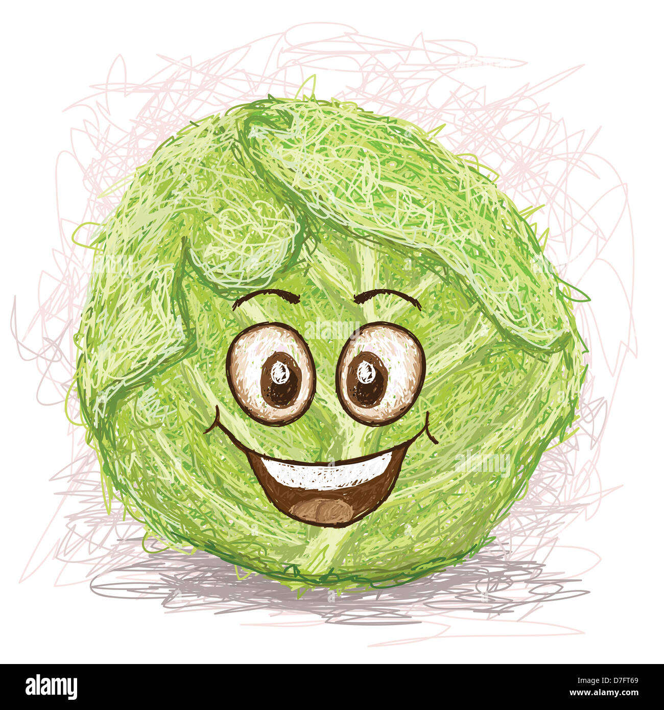 happy green cabbage vegetable cartoon character smiling Stock Photo - Alamy