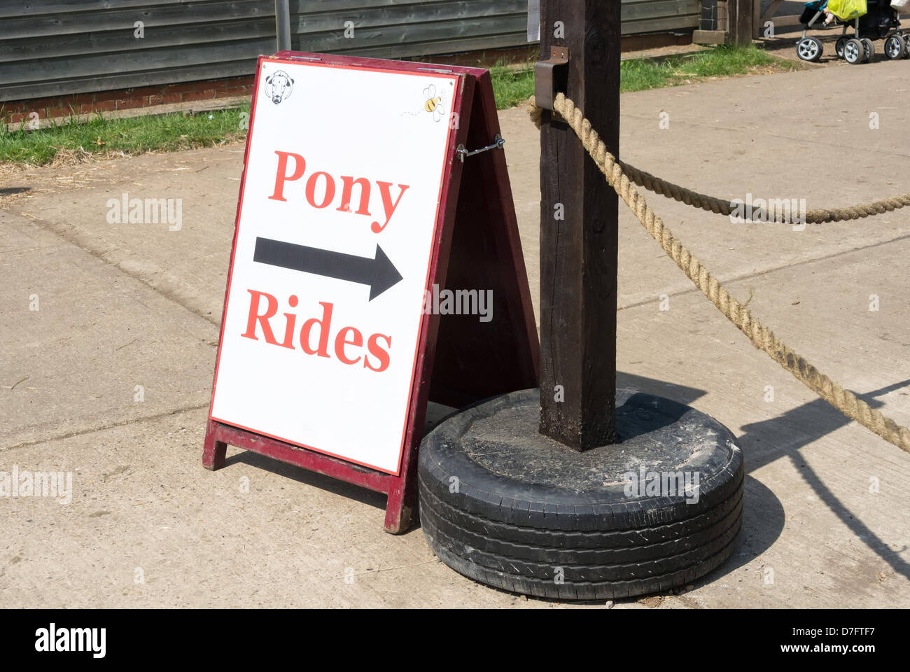 sign board advertising pony rides Stock Photo - Alamy