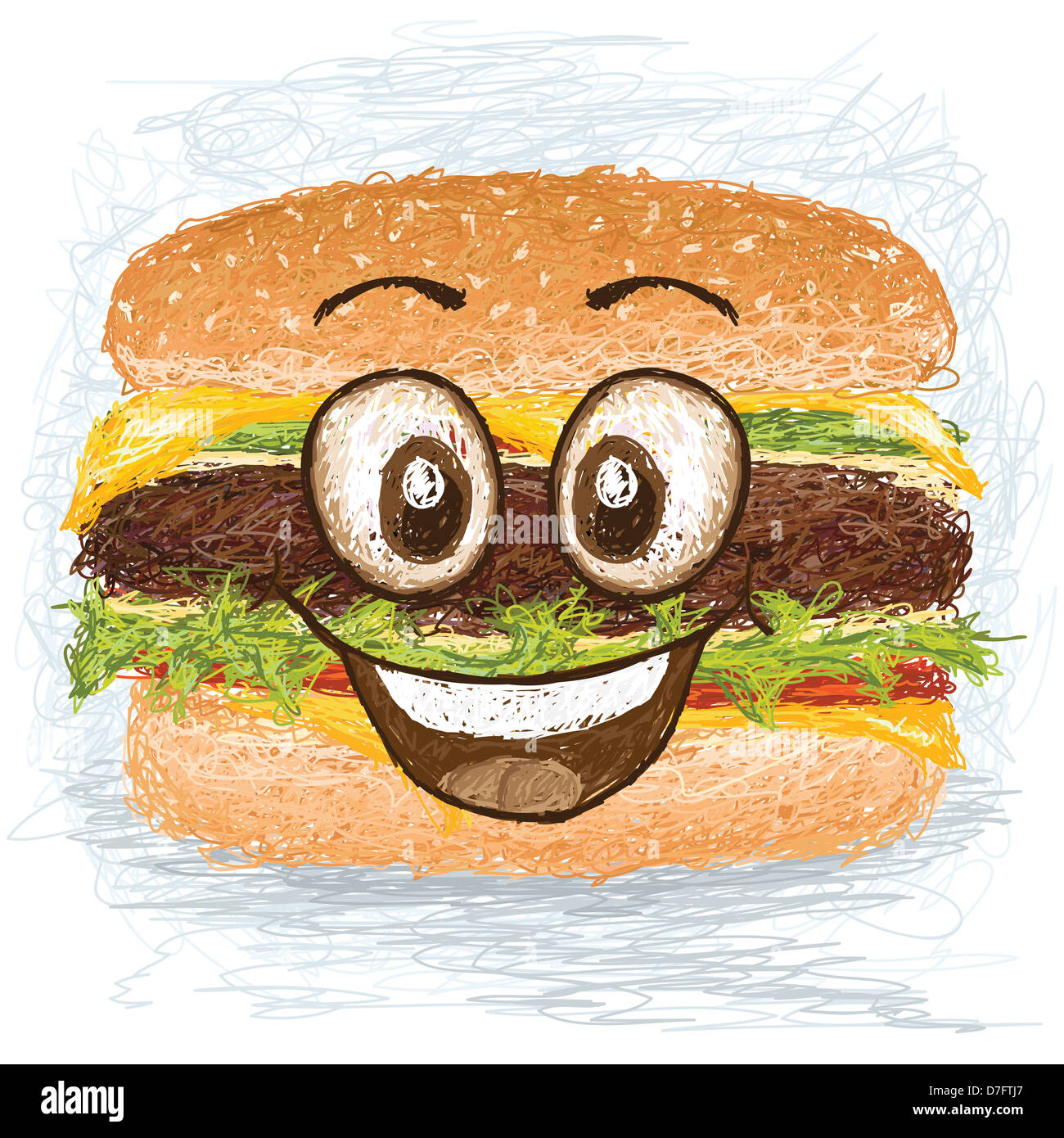 happy hamburger cartoon character smiling Stock Photo - Alamy