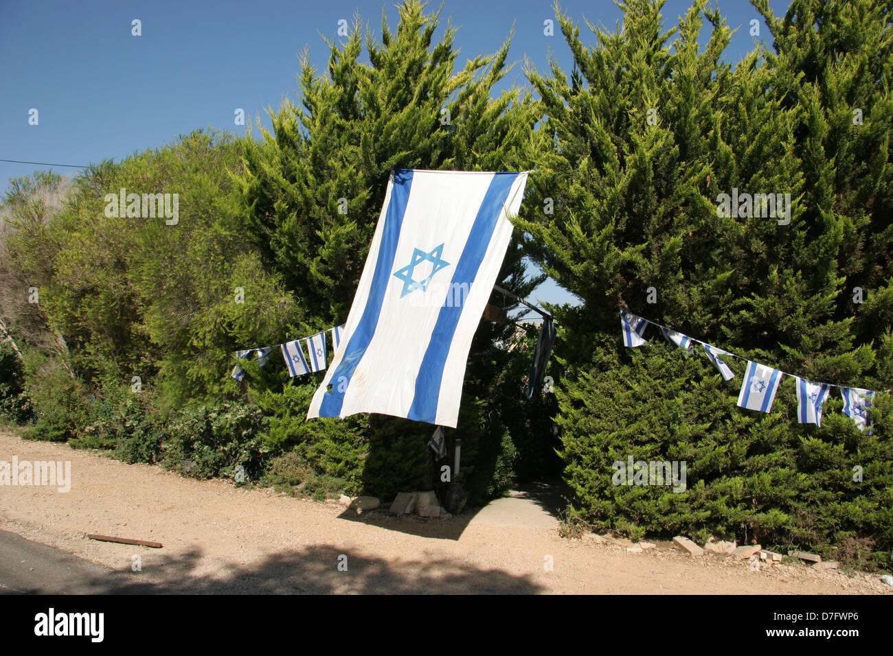 the israeli flag in kammon, galilee Stock Photo - Alamy