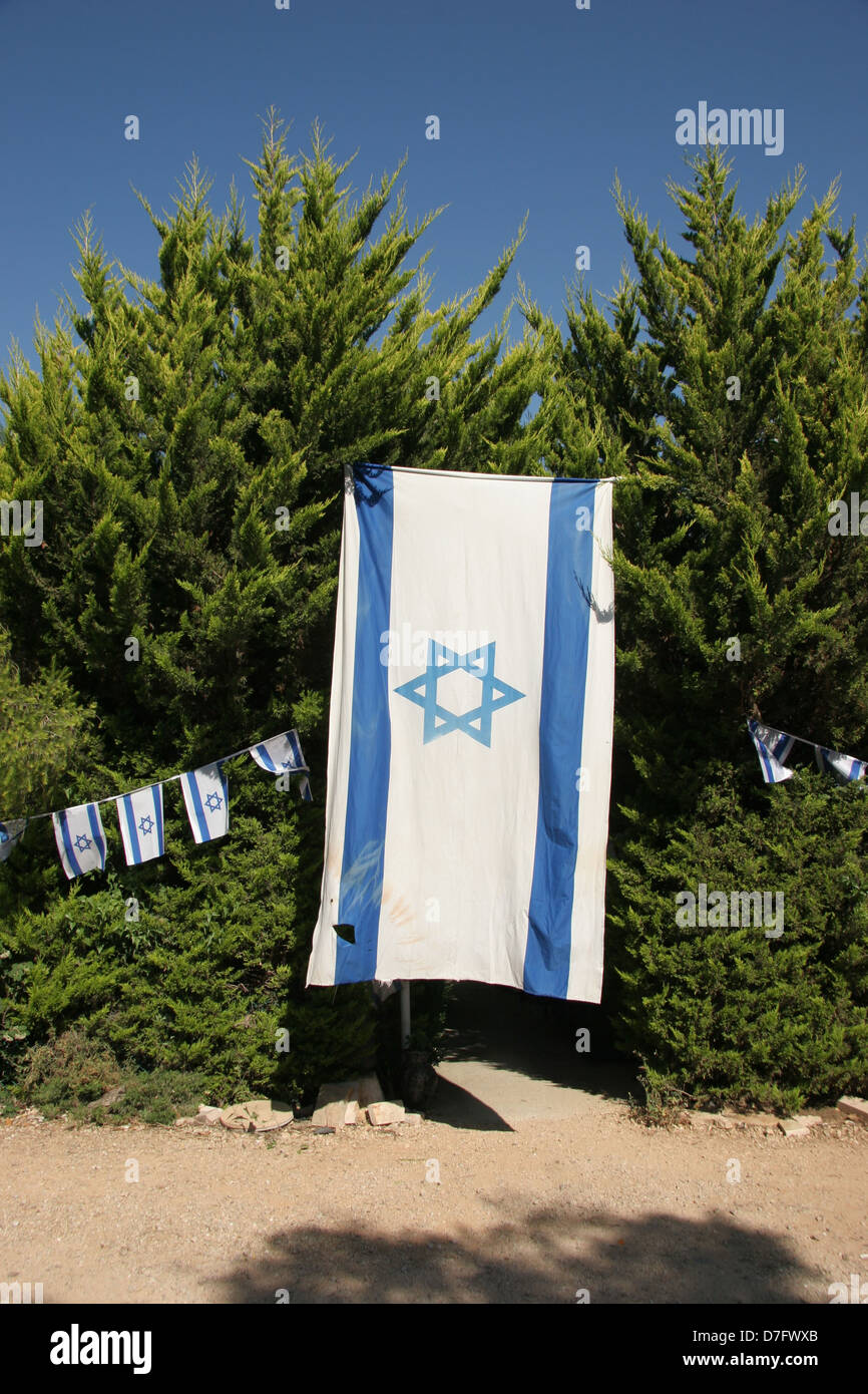 the israeli flag in kammon, galilee Stock Photo - Alamy
