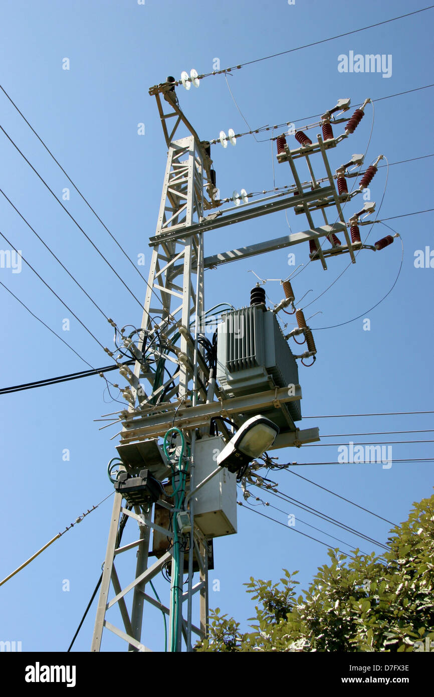 electrical high voltage post Stock Photo - Alamy