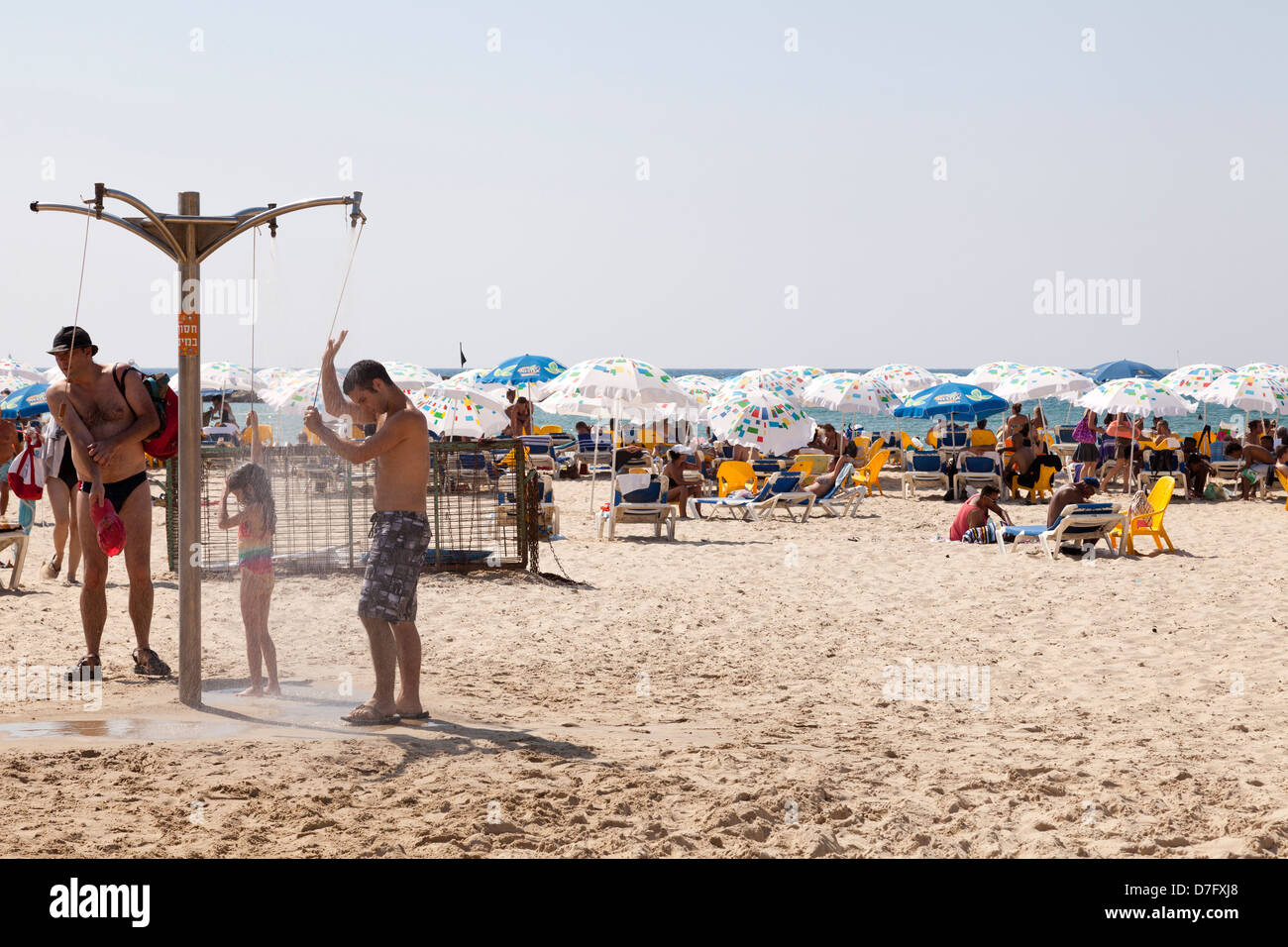 Tel-Aviv Israel - August 18th 2012: beach in Tel-Aviv packed people on ...