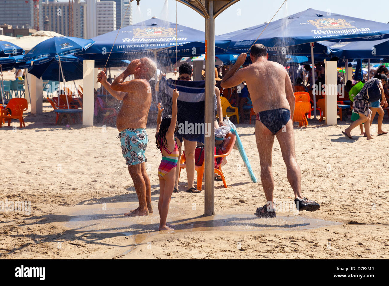 Tel-Aviv Israel - August 18th 2012: beach in Tel-Aviv packed people on ...