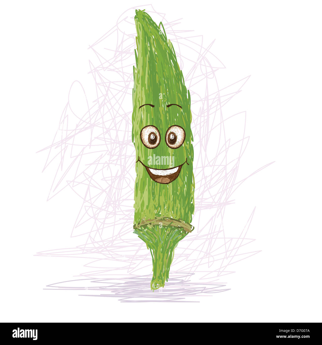happy okra vegetable cartoon character smiling Stock Photo - Alamy