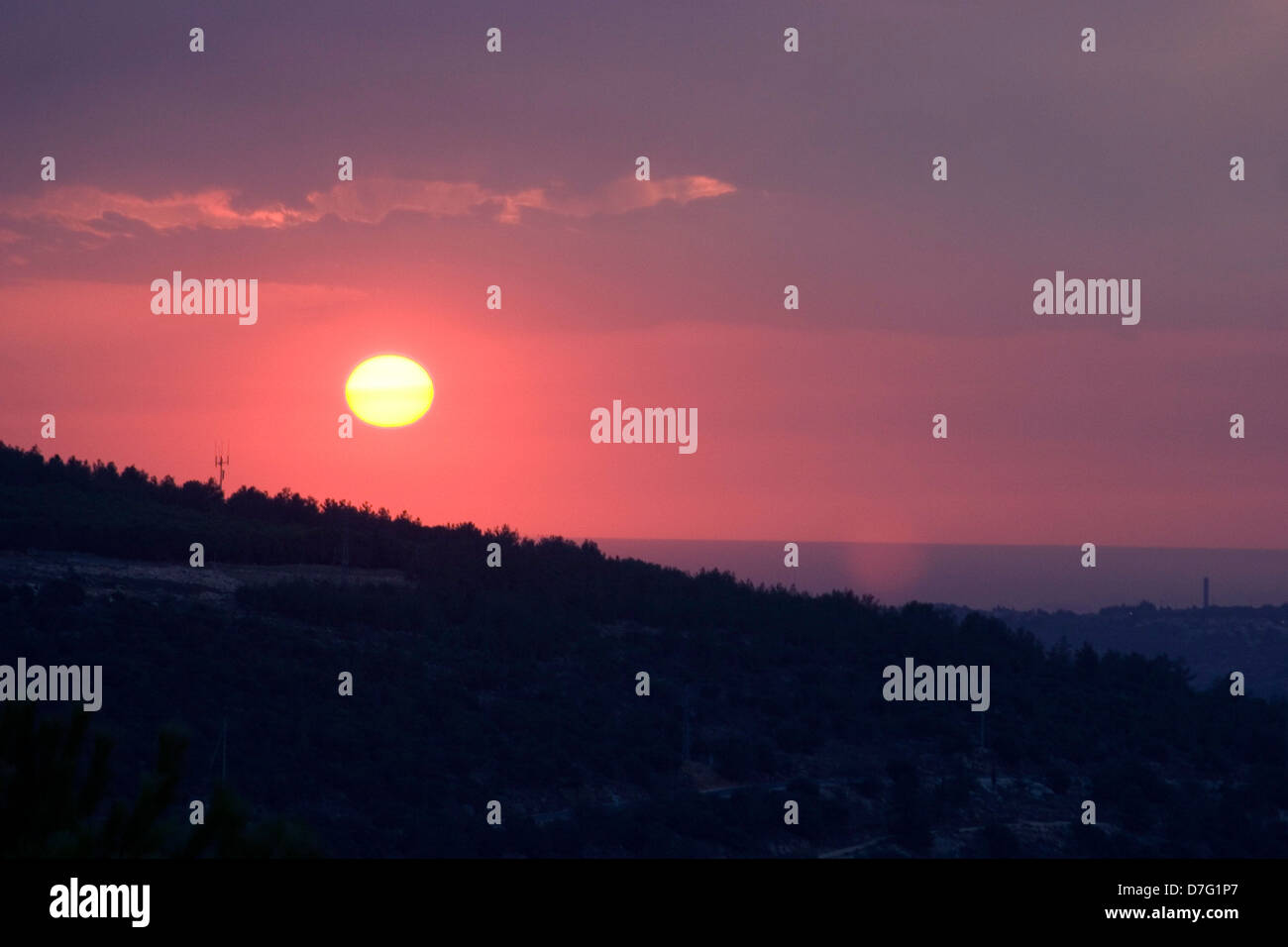 sunset in the galilee over mount Kammon Stock Photo - Alamy
