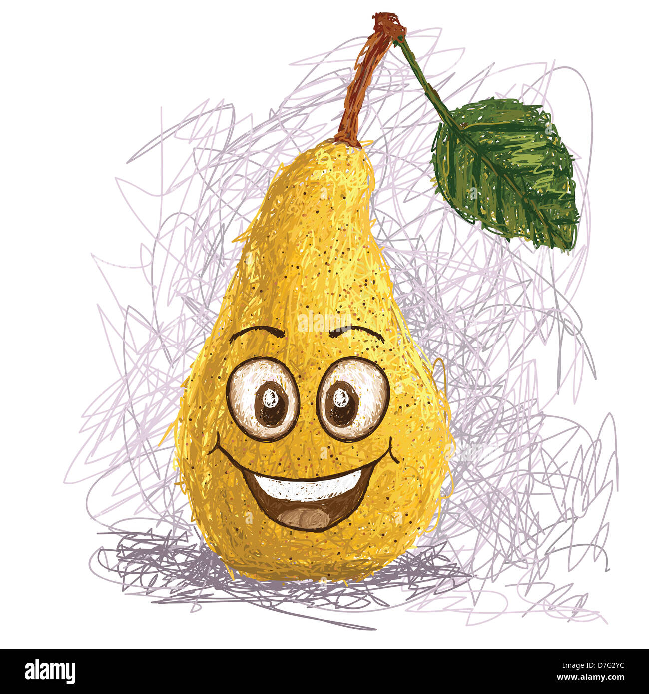 happy yellow pear cartoon character smiling Stock Photo - Alamy