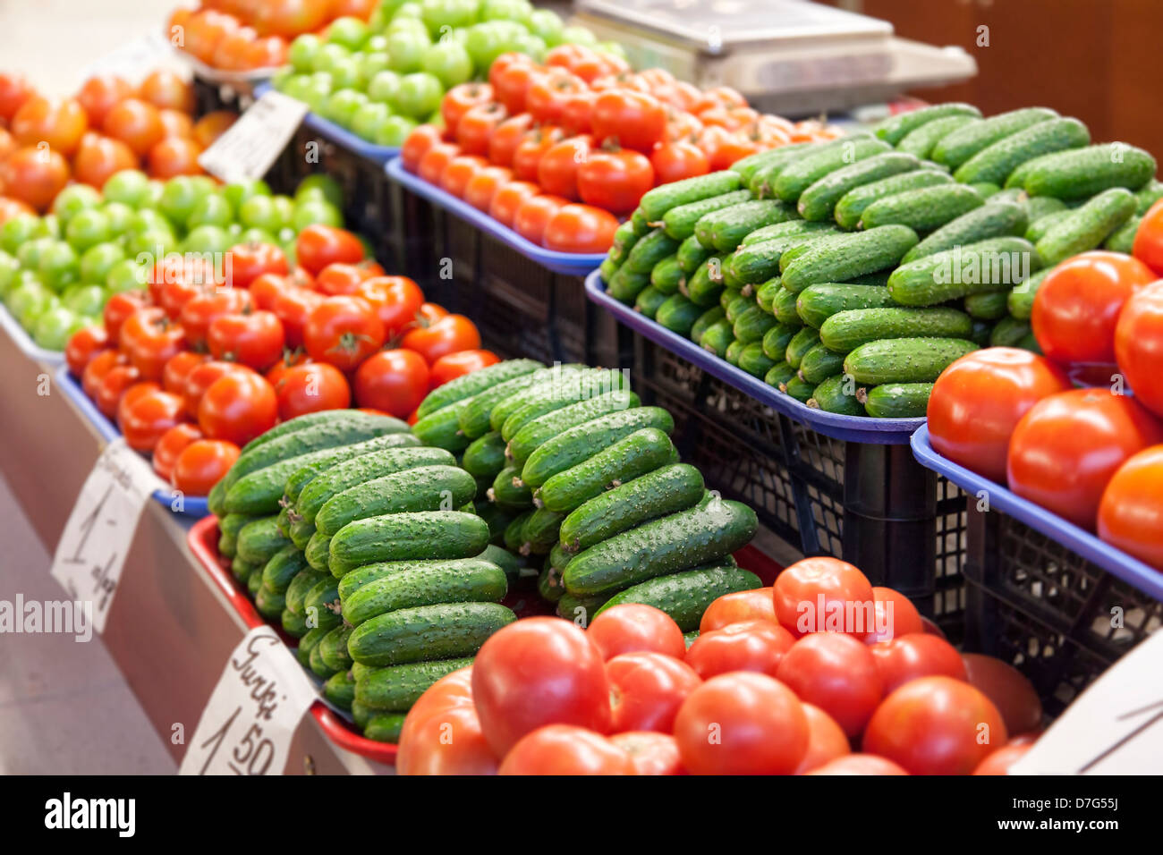 Image of a market stall with fresh fruit and vegetables Stock Photo - Alamy