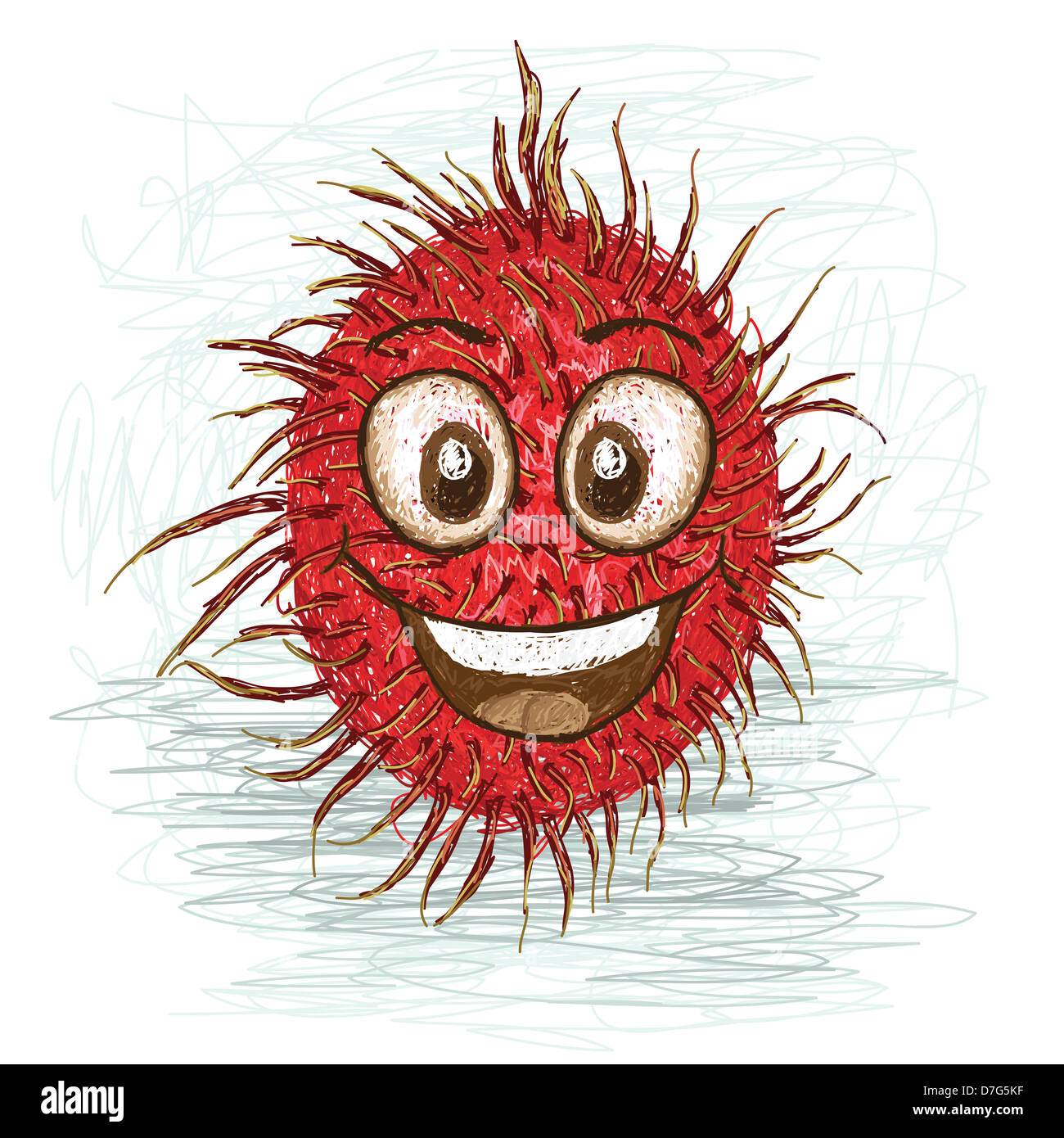 happy red rambutan cartoon character smiling Stock Photo - Alamy