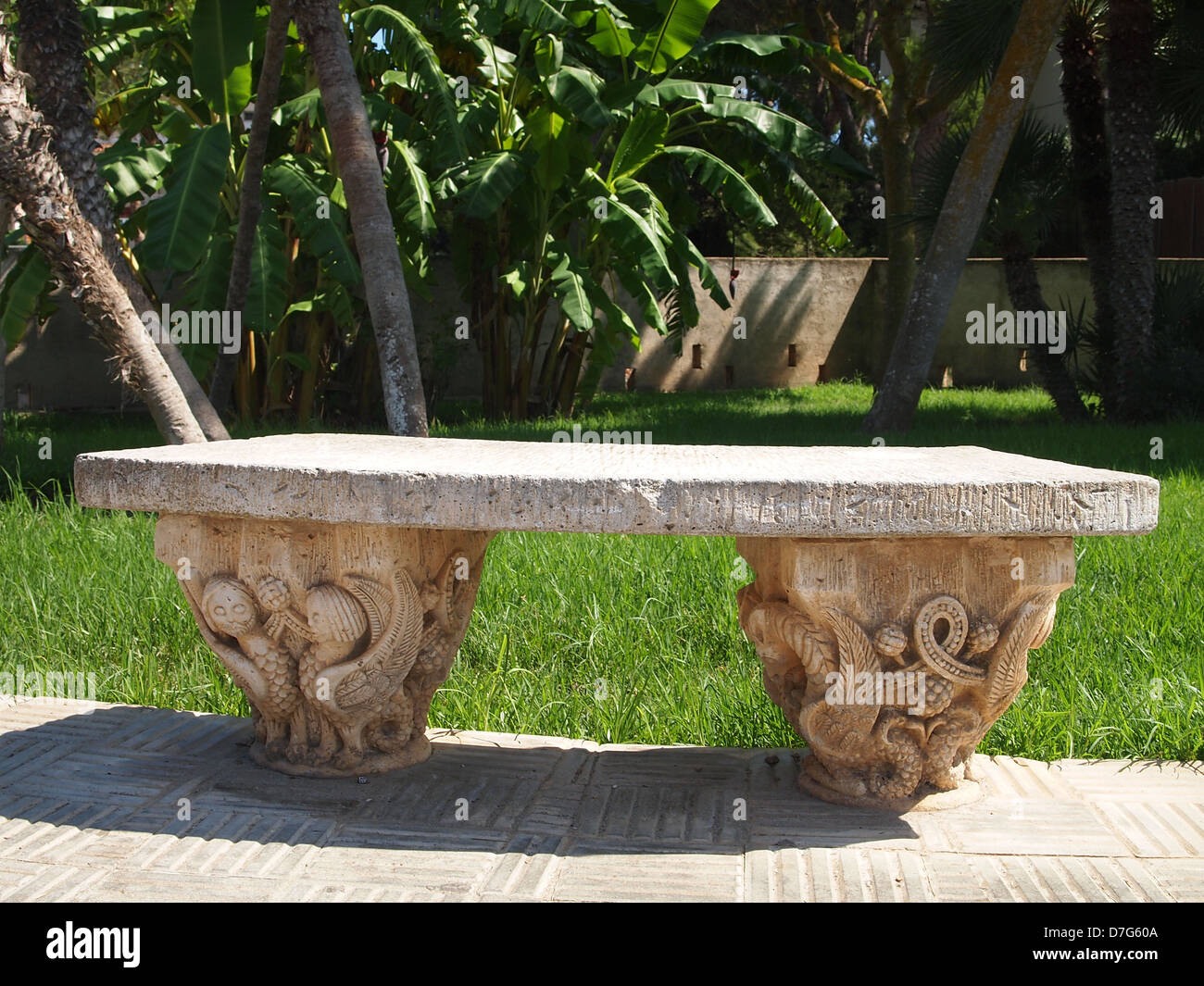 A nice bench in a city on Majorca in Spain Stock Photo - Alamy