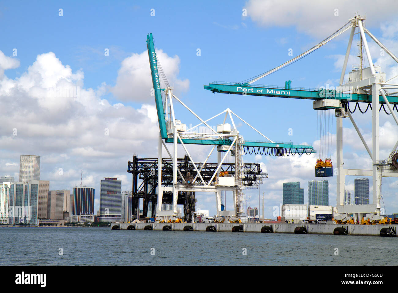 Miami Florida,Port of Miami,Dodge Island,city downtown skyline,Biscayne ...