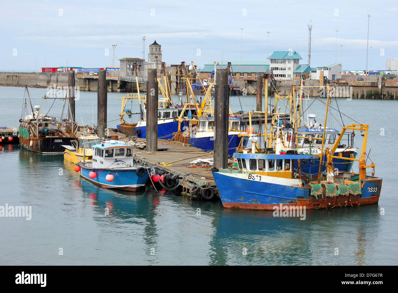 Fishing Boats Moored At Holyhead Fish Harbour Stock Photo - Alamy