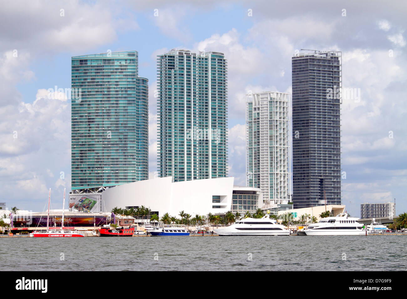 Miami Florida,Biscayne Boulevard,city skyline cityscape,Biscayne Bay ...
