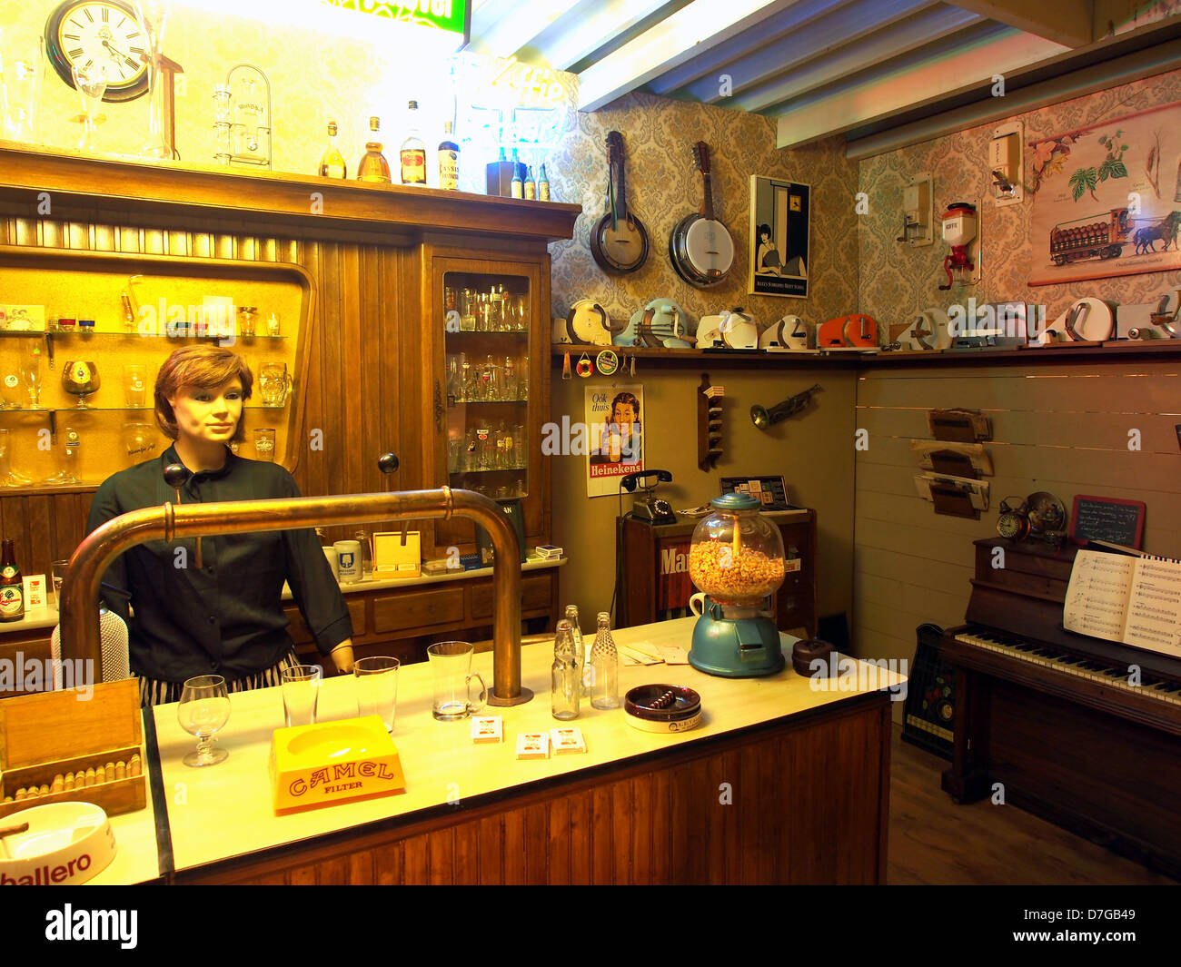 This image portrays the interior of a historic cafe, featuring vintage ...