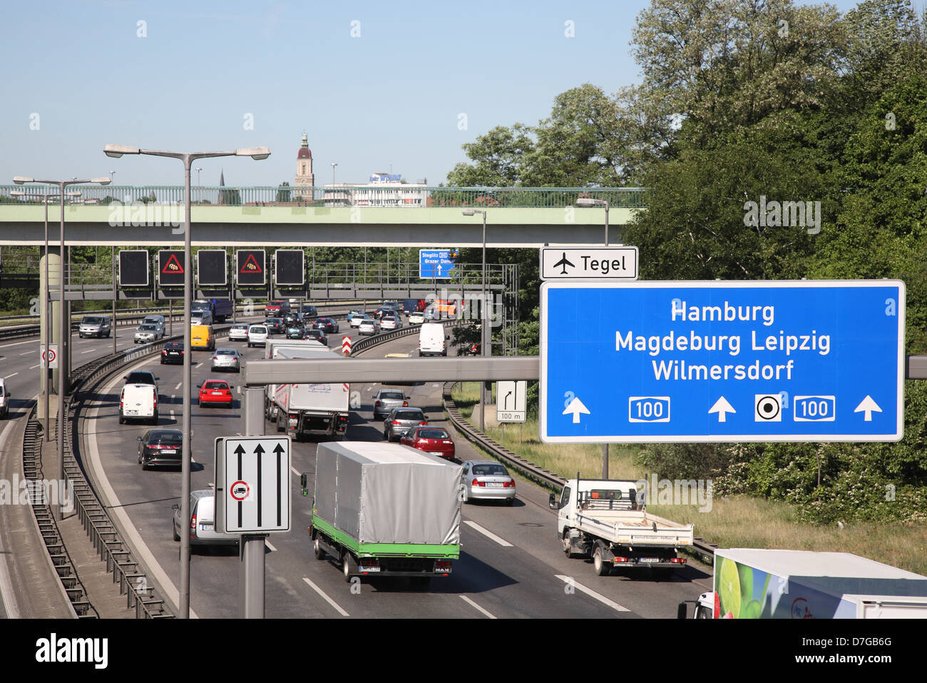 Berlin Schöneberg urban motorway traffic jam Stock Photo - Alamy