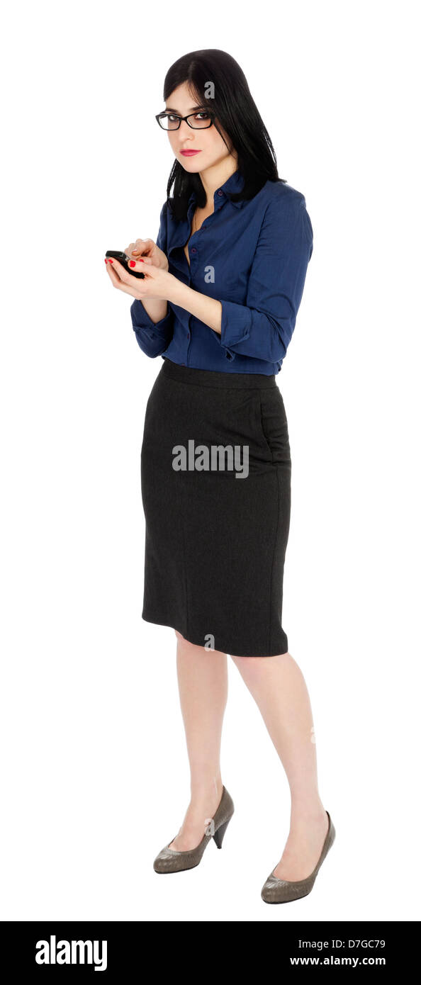 An Adult Early 30s Black Haired Caucasian Woman Wearing Blue