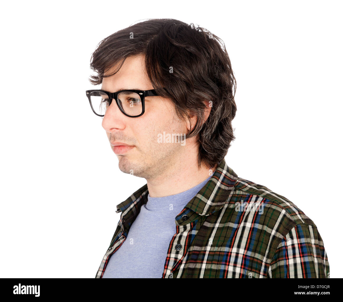 Side view caucasian male in his early 30's dressed in casual attire ...