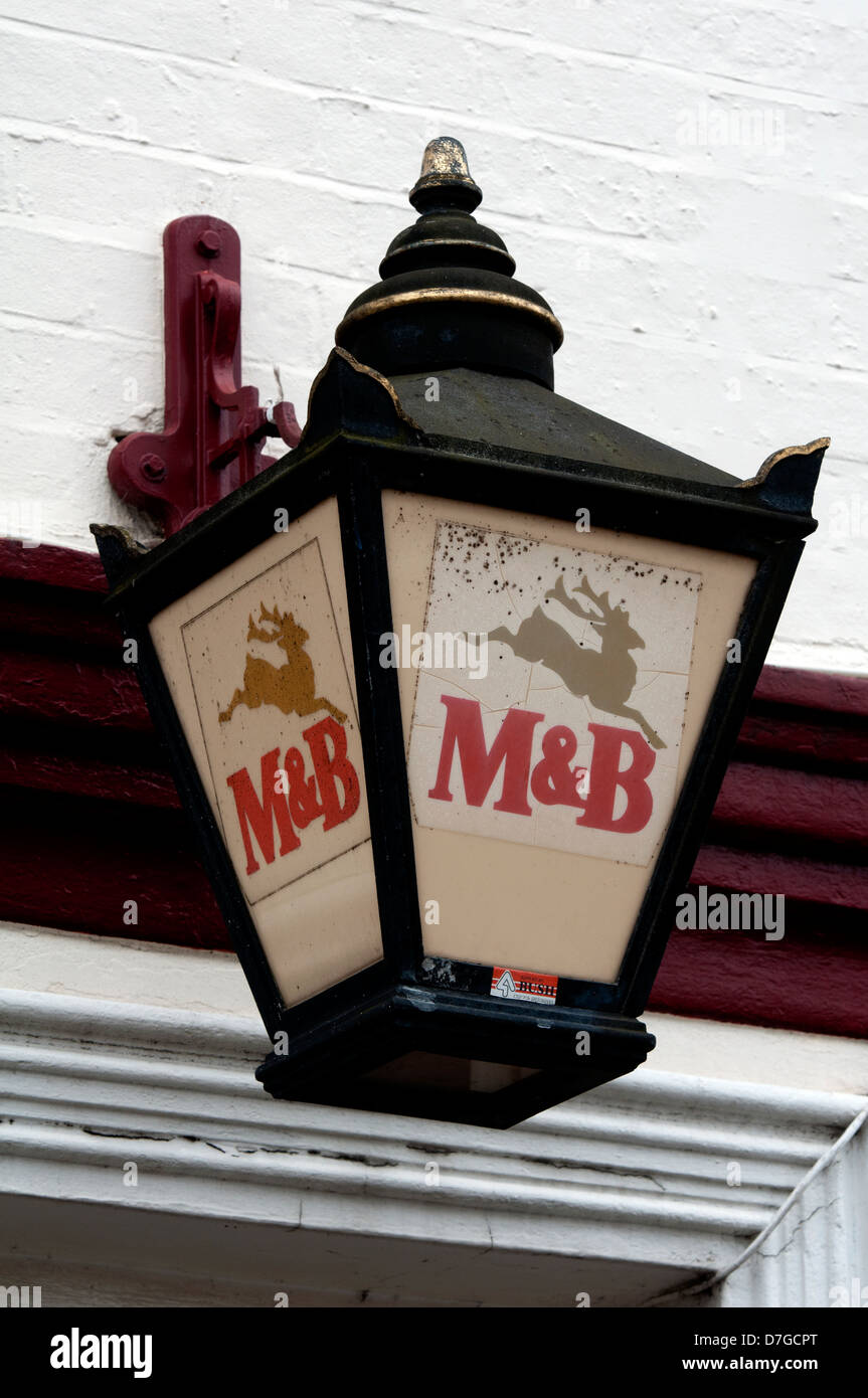M&B lamp outside the Coombe Abbey Inn, Chapelfields, Coventry, UK Stock ...