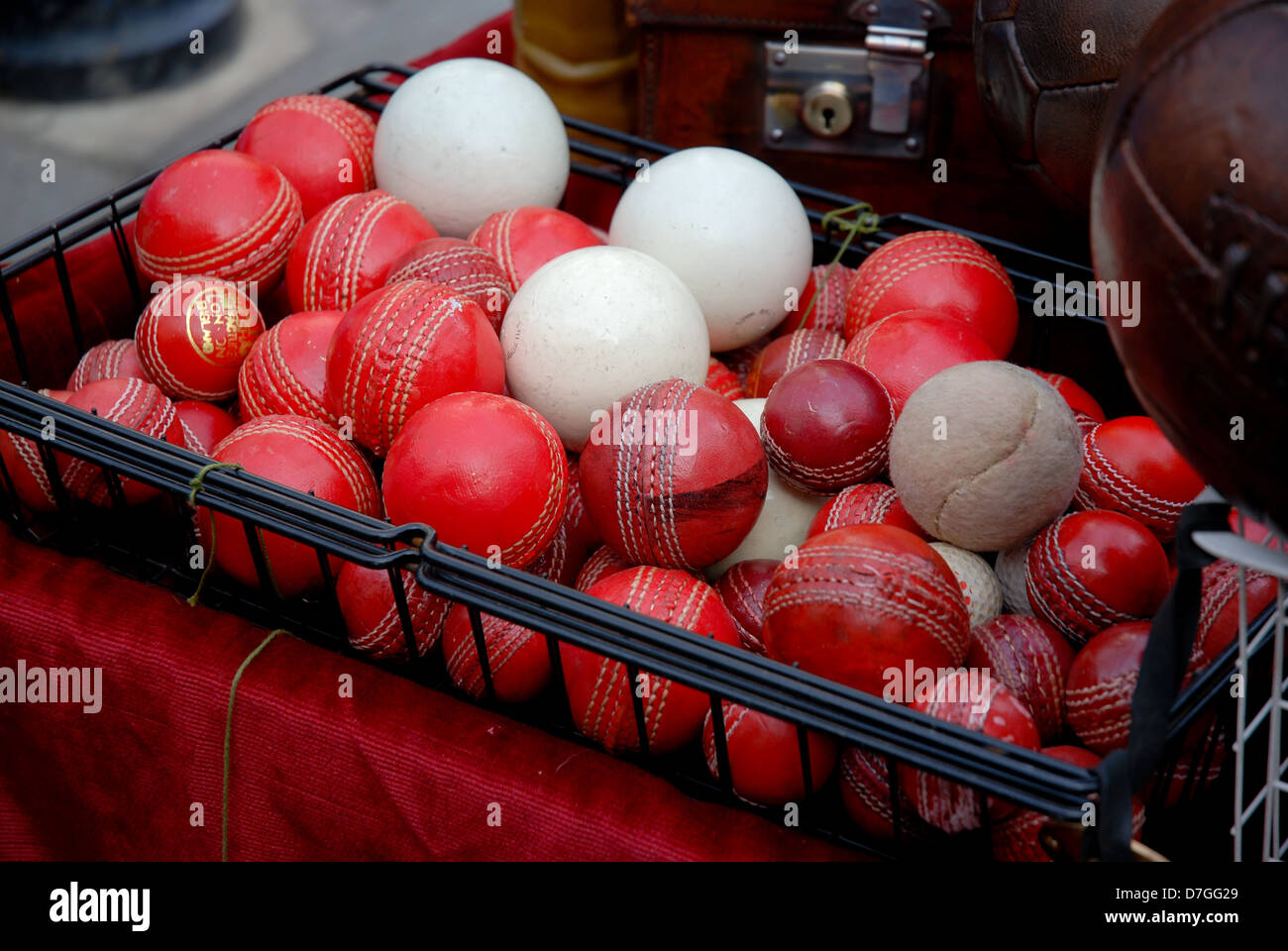 cricket balls in the market basket Stock Photo - Alamy
