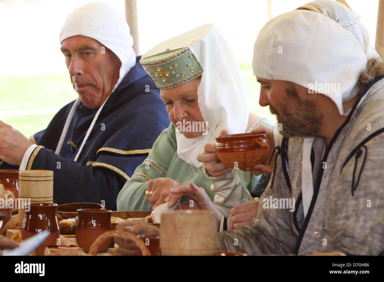 Performers at a medieval pageant wearing medieval costume Stock Photo ...