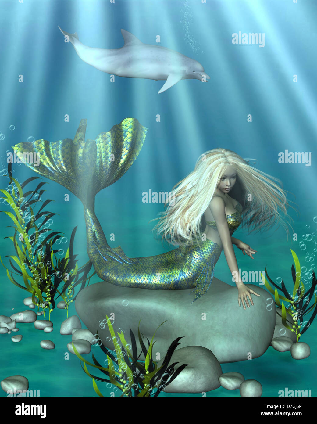 Green and Blue Mermaid Underwater Stock Photo - Alamy