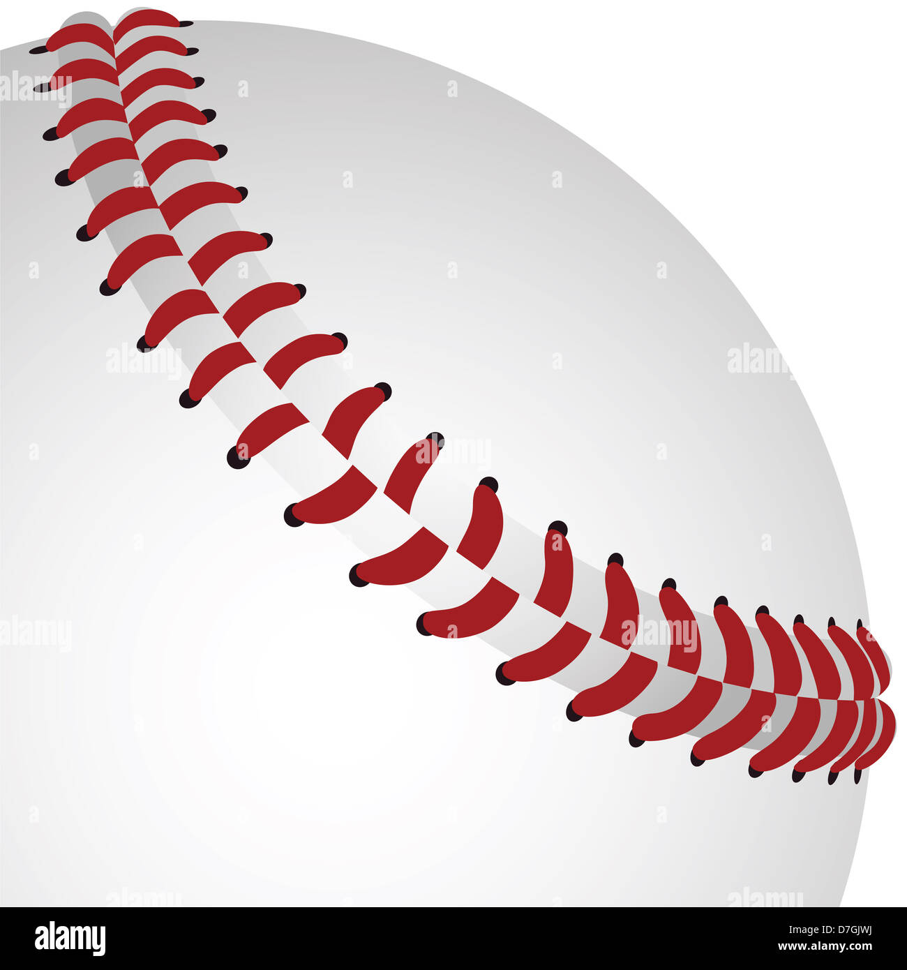 realistic rendition, illustration of baseball closeup in white ...