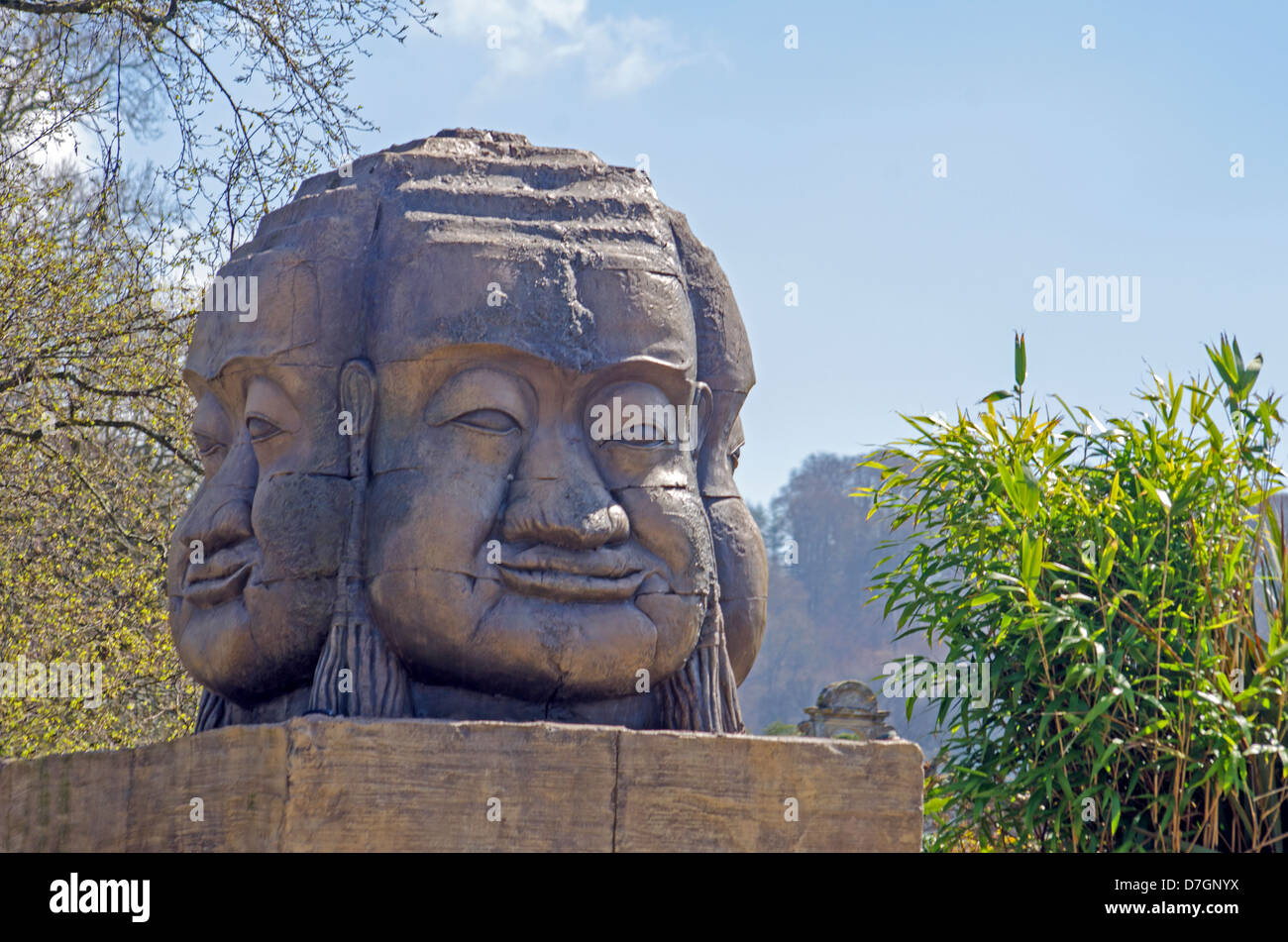 Carved stone idol head statue Stock Photo - Alamy