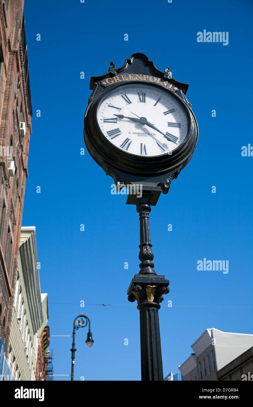 Iconic clock manhattan avenue time greenpoint brooklyn blue sky 9 hi ...