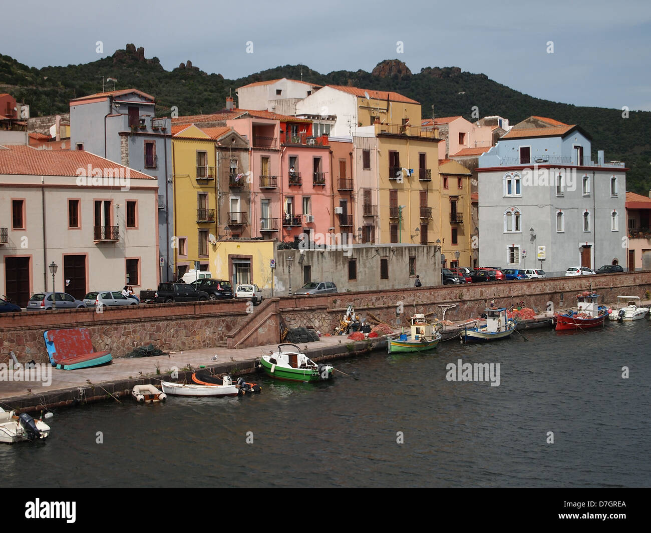 Bosa village near Temo river Stock Photo - Alamy