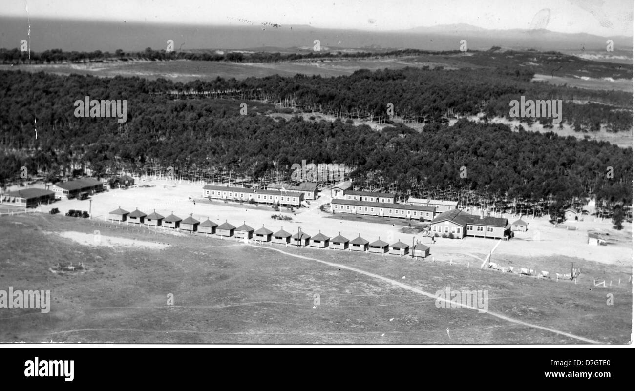 An aerial view of a Civilian Conservation Corps (CCC) camp, showcasing ...