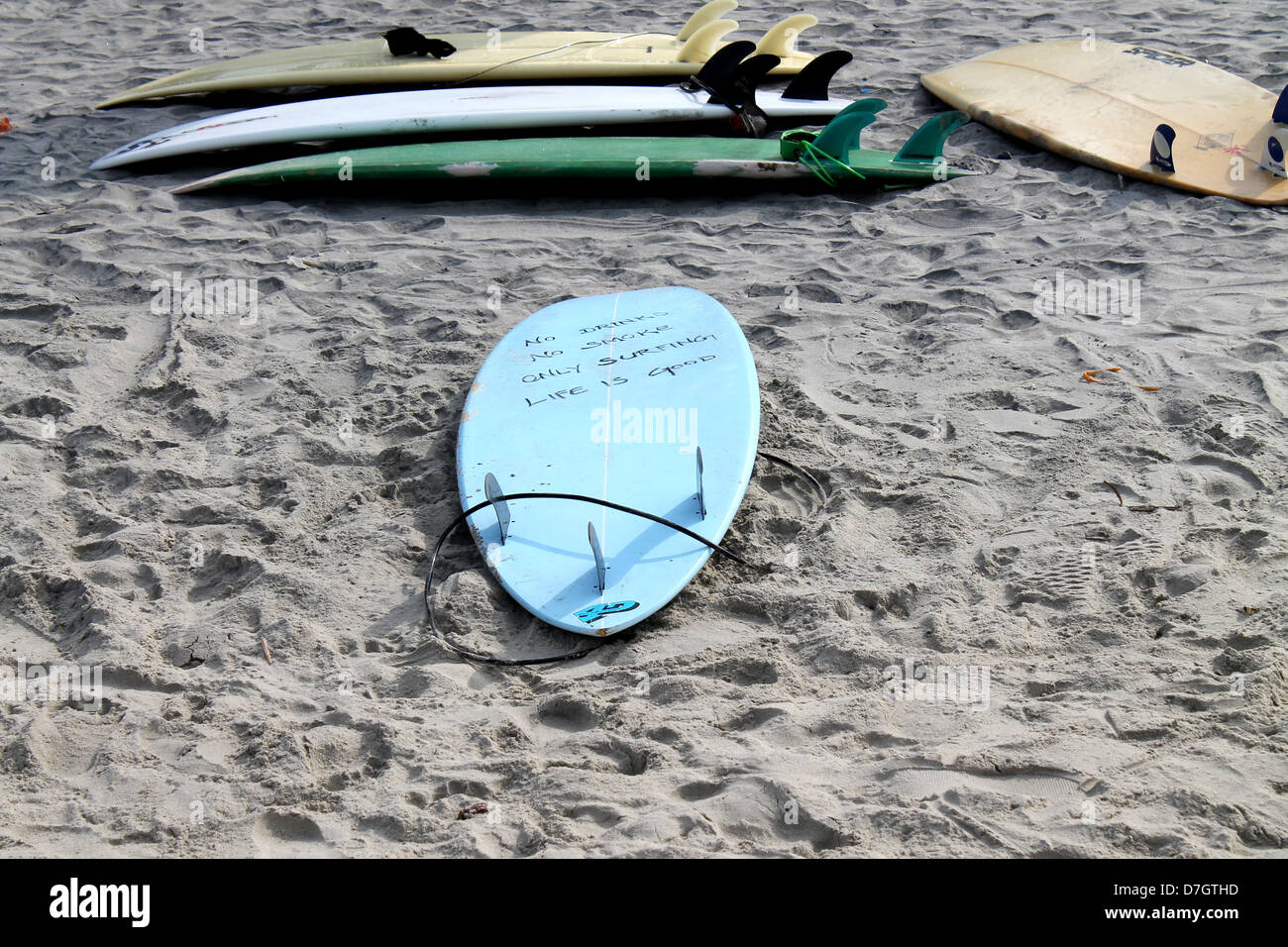 Surfing boards at beach Stock Photo - Alamy