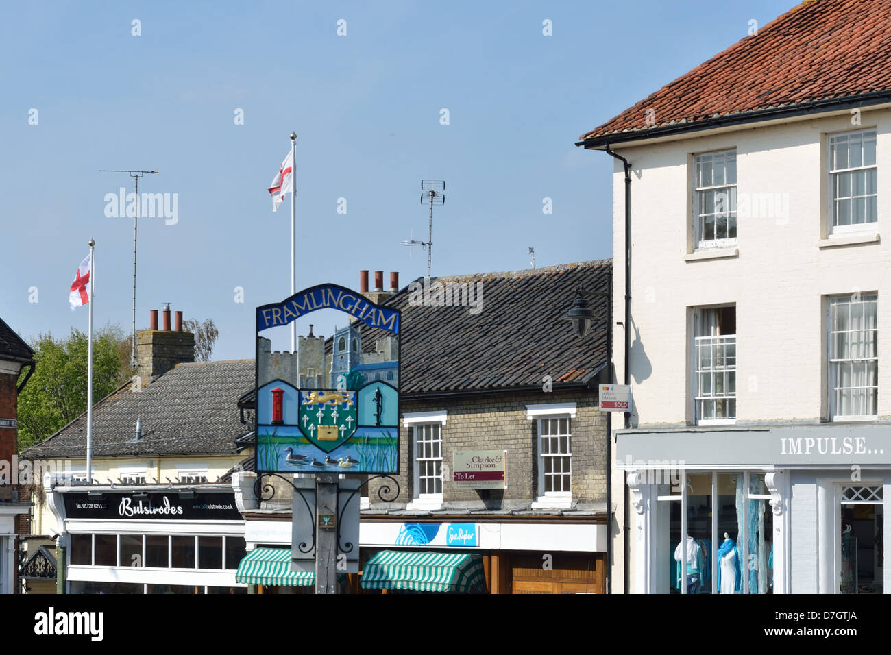 Framlingham Village sign Stock Photo - Alamy