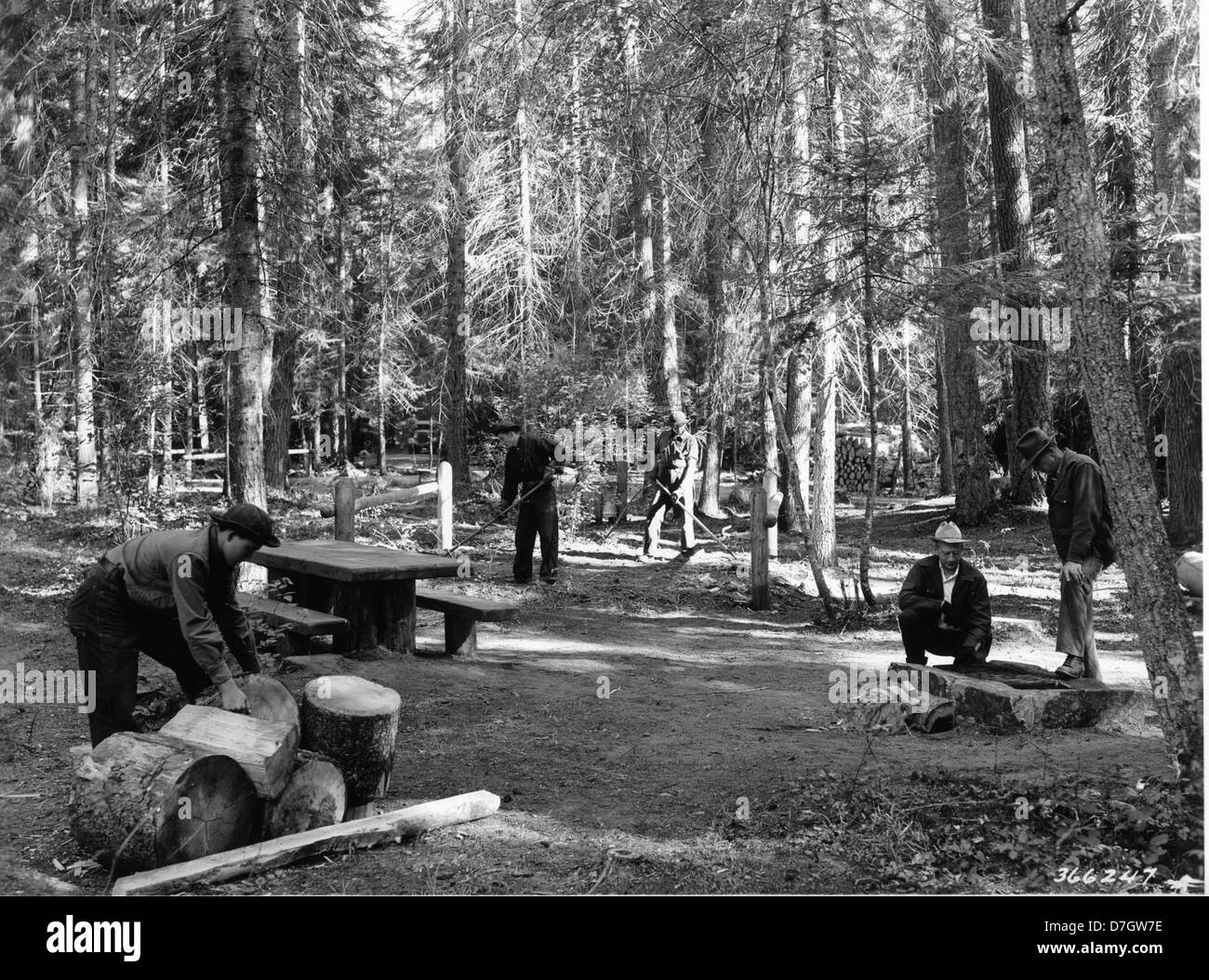 This historical photo shows a Civilian Conservation Corps (CCC) crew ...