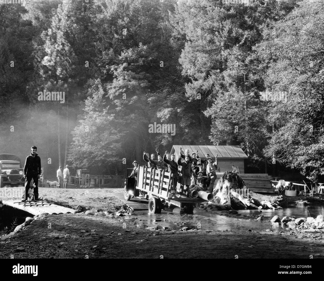 This historic photograph captures Civilian Conservation Corps (CCC ...
