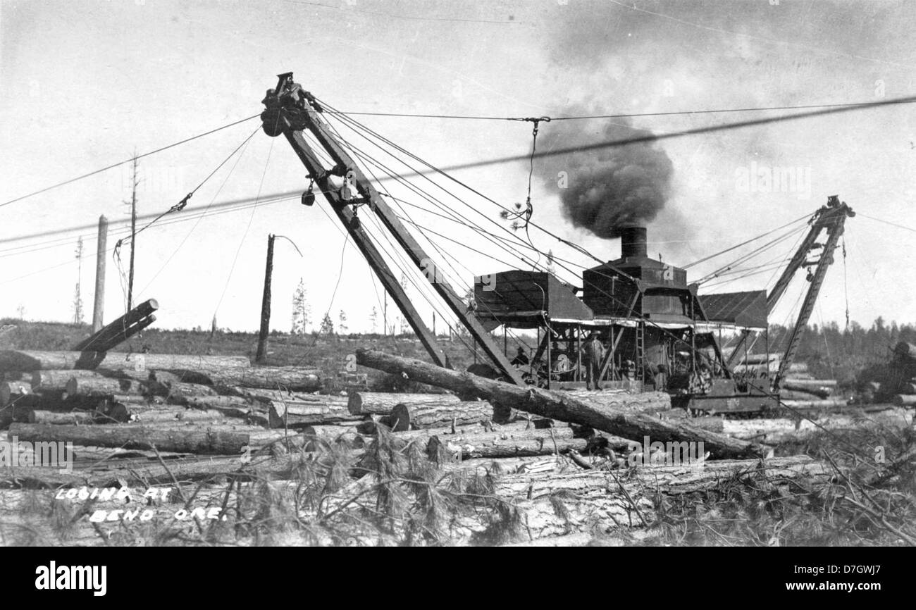 The image showcases logging activities in Bend, Oregon, captured in the ...
