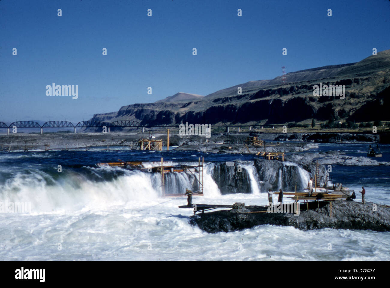 This photograph of Celilo Falls, located on the Columbia River ...