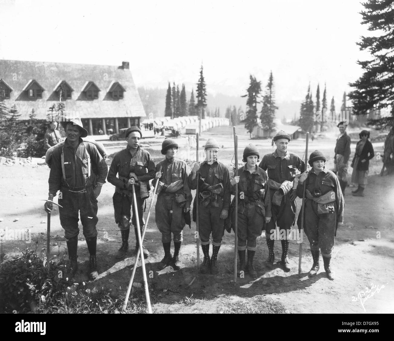 This historical photograph shows the Mazamas, a mountaineering club, at ...