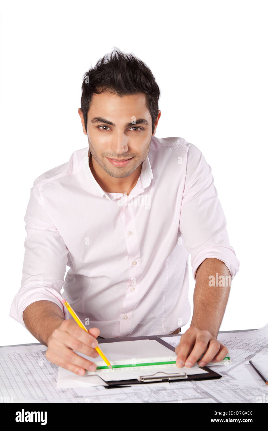 Young hispanic man architect drawing hi-res stock photography and ...