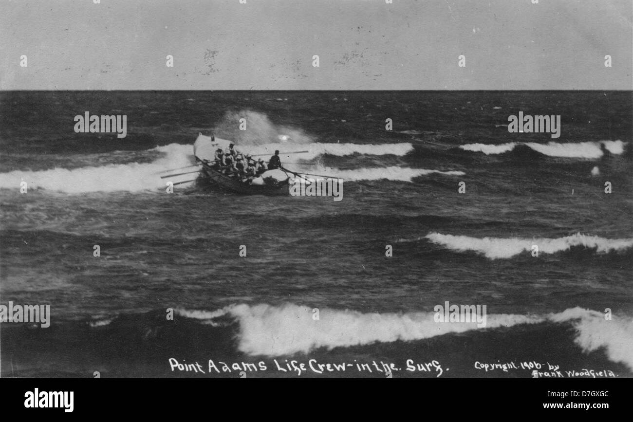 Point Adams lifesaving crew in the surf Stock Photo - Alamy