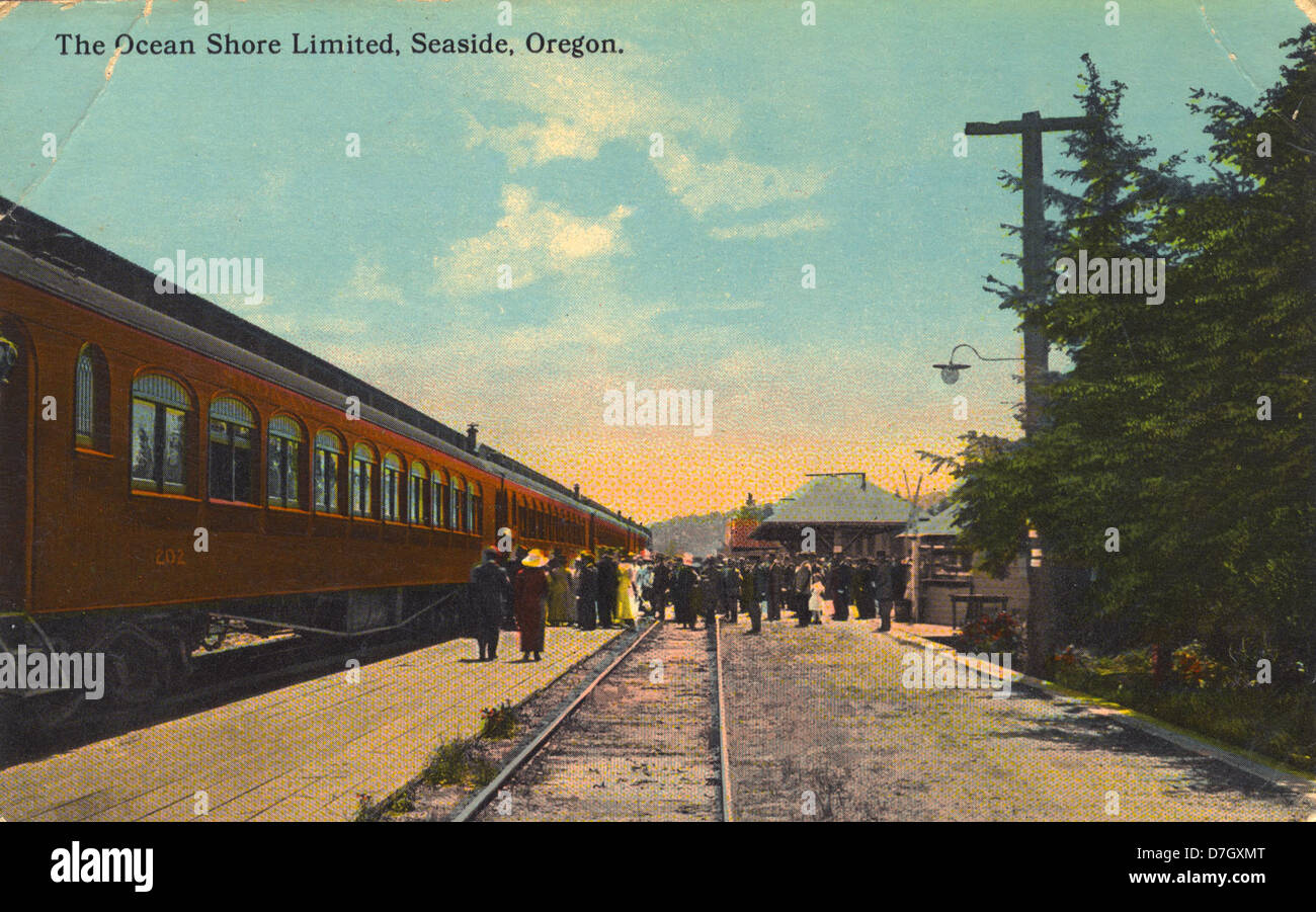 The Ocean Shore Limited railroad at Seaside, Oregon, features a ...