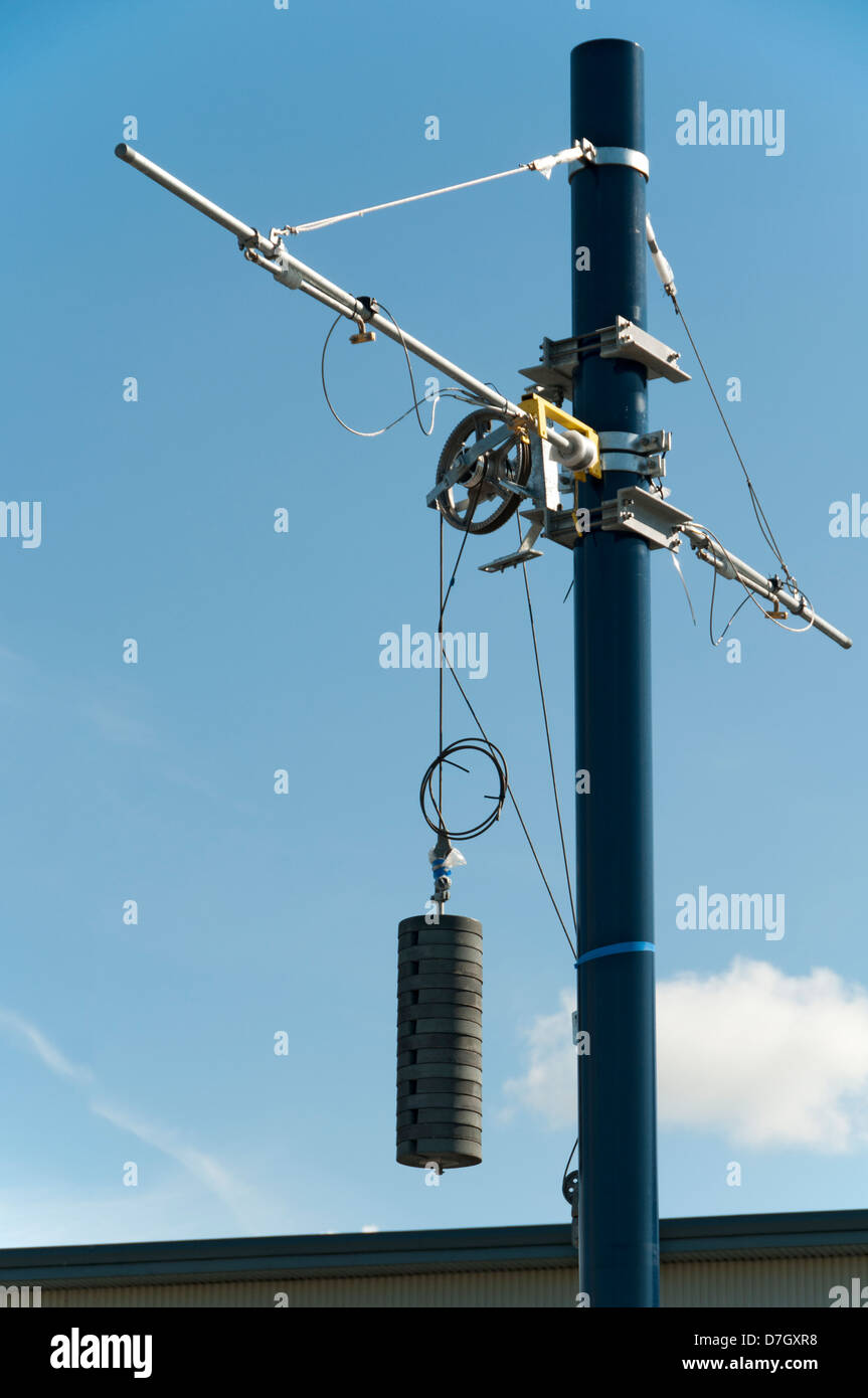 Partially installed Overhead Line Equipment (OHLE) for the Metrolink ...