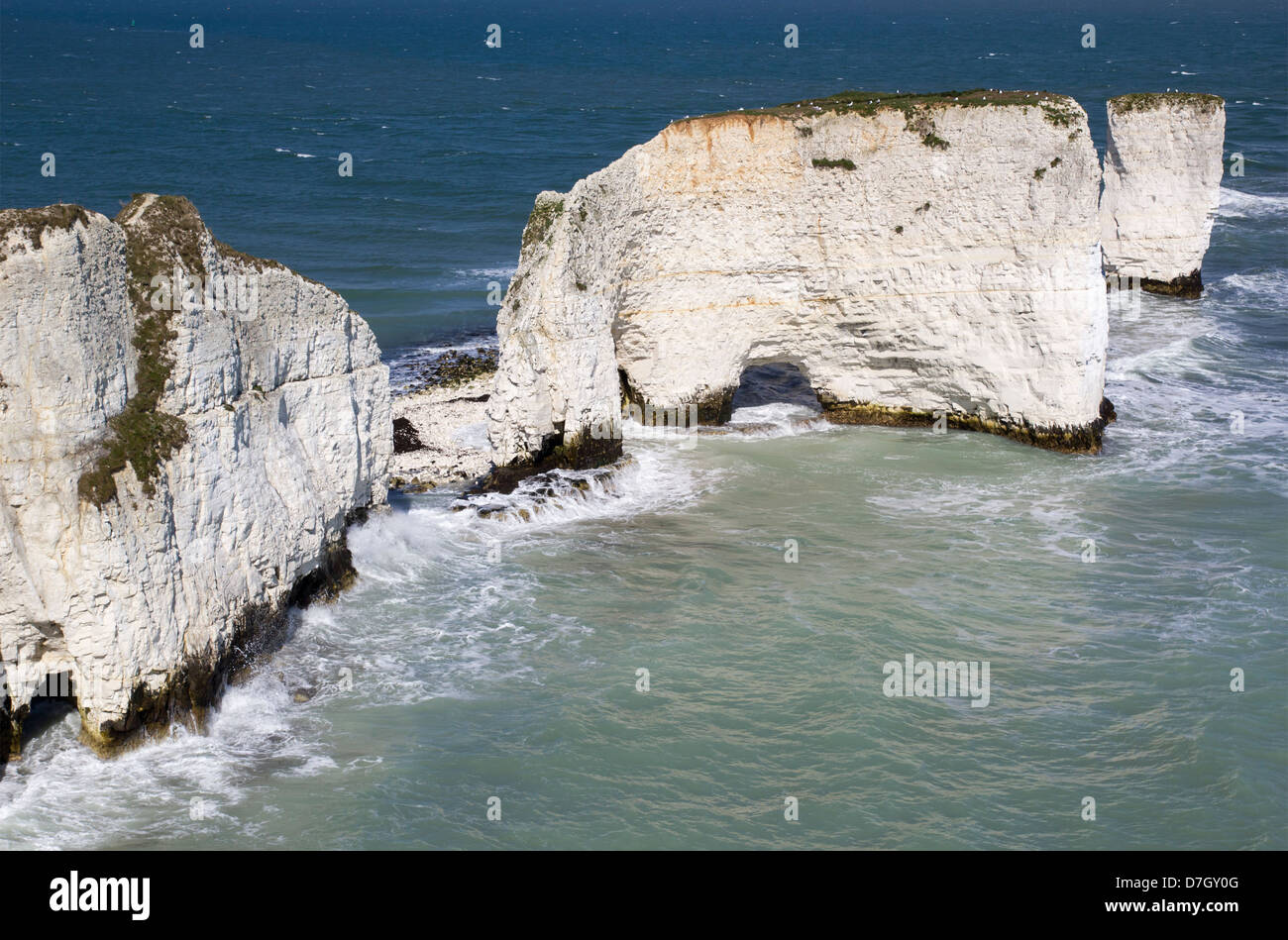 Old Harry Rocks chalk formations on Handfast Point, Isle of Purbeck on ...