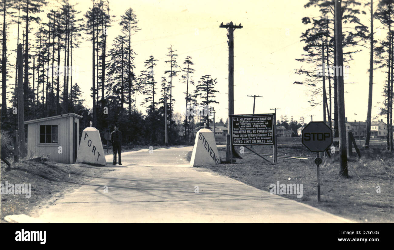 The entrance to Fort Stevens, as captured by Gerald W. Williams, shows ...