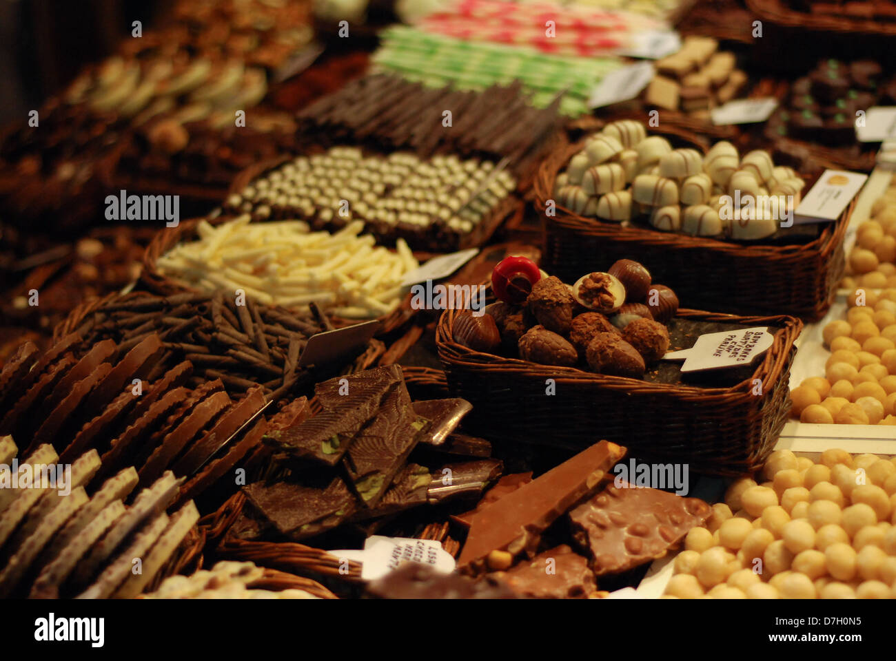 chocolate on the Spanish market, barcelona Stock Photo - Alamy