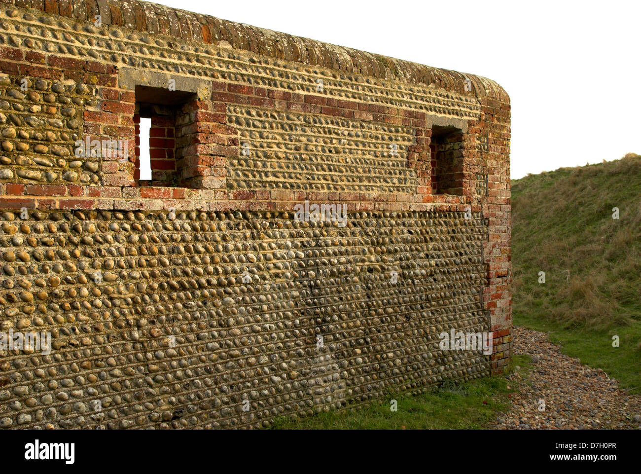 Part of the Carnot wall (east facing) of Shoreham Fort at the mouth of ...