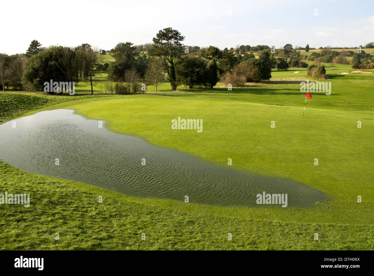 A long period of rain brings a waterlogged golf course on the south ...
