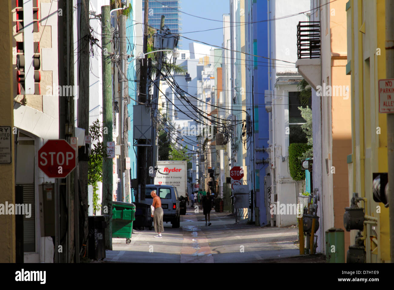 Miami Beach Florida,alley,buildings,city skyline cityscape,urban,scene ...
