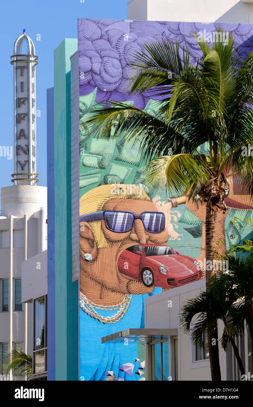 Miami Beach Florida,Collins Avenue,mural,palm tree,FL121030004 Stock ...